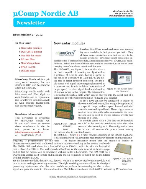 New radar modules - MicroComp Nordic AB