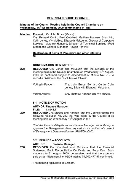 BERRIGAN SHIRE COUNCIL