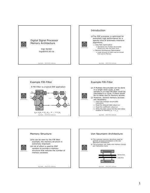 Digital Signal Processor Memory Architecture Introduction Example 6825