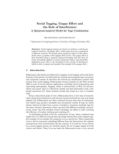 Social Tagging, Guppy Effect and the Role of Interference: