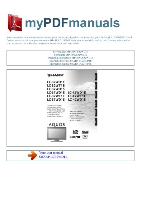 User manual SHARP LC32WD1E - MY PDF MANUALS