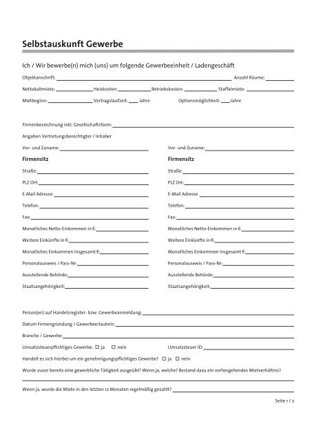 Selbstauskunft Gewerbe - Ronald Merten Immobilien GmbH