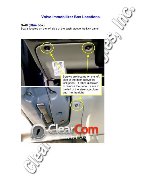 Volvo Immo box locations - Lost Volvo Keys