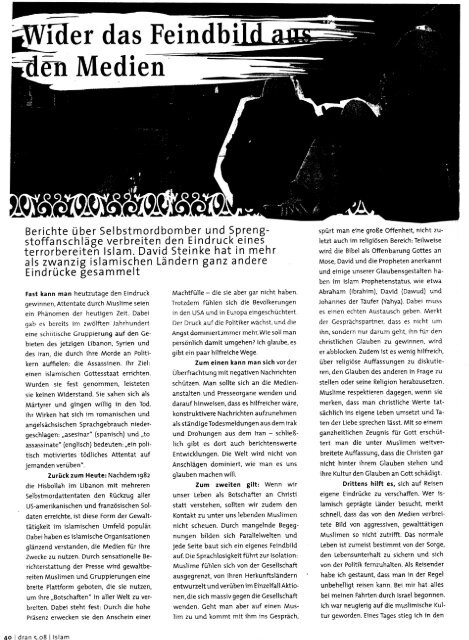 David Steinke: Wider das Feindbild aus den ... - Ev. Kirche in Porz