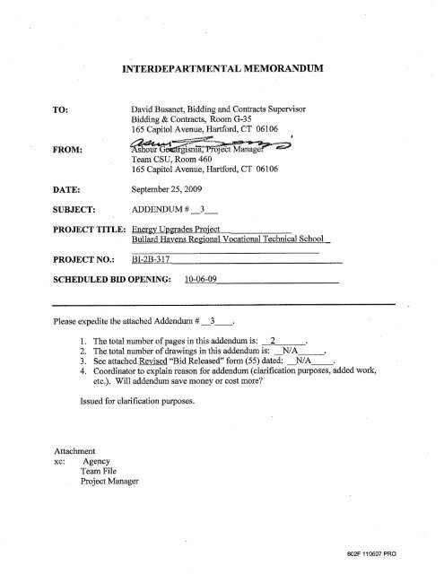 INTERDEPARTMENTAL MEMORANDUM - CT.gov