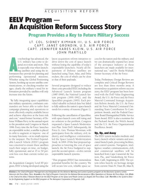 EELV Program - Defense Acquisition University