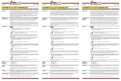 ID-PaGIA Heparin/PF4 antibody test ID-PaGIA Heparin/PF4 antibody ...