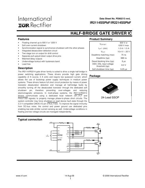 HALF-BRIDGE GATE DRIVER IC - International Rectifier
