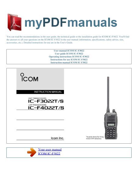 User manual ICOM IC-F3022 - 1 - MY PDF MANUALS