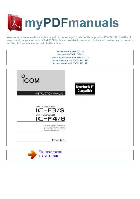 User manual ICOM IC-28H - MY PDF MANUALS