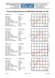 Technical Specifications for IBAG-Motor Spindles: HF 250