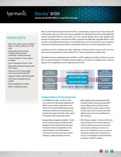Electra™ 8100 - Harmonic Inc