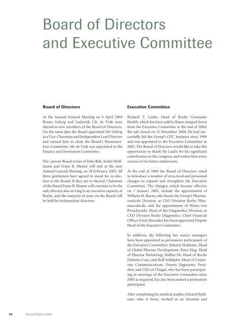Board of Directors and Executive Committee - Roche