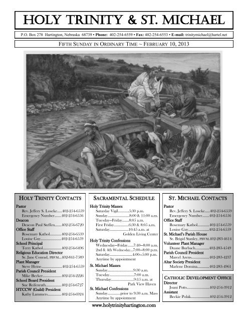 Current Church Bulletin - Holy Trinity Catholic Church - Hartington ...