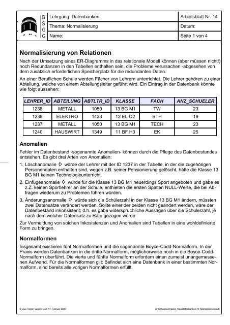 14 Normalisierung.pdf - von Uwe Homm