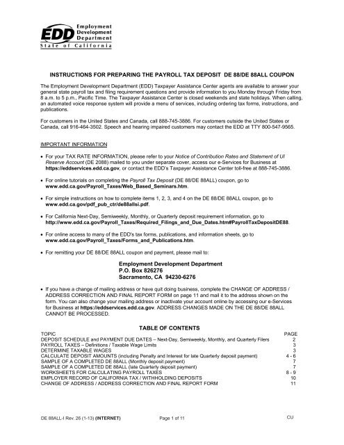 DE 88ALL-I - Employment Development Department