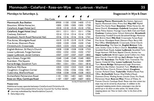 Service 35 Monmouth - Coleford - Ross-on-Wye via Lydbrook ...