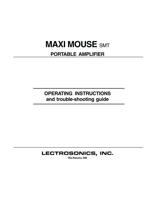 Maxi Mouse SMT Operating Instructions - Lectrosonics