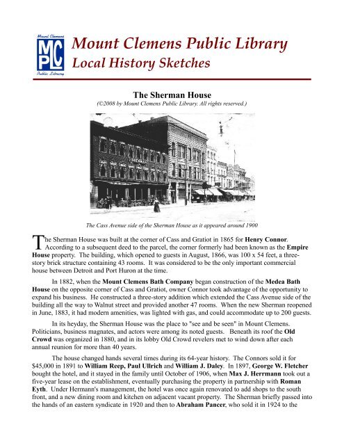 The Sherman House - Mount Clemens Public Library