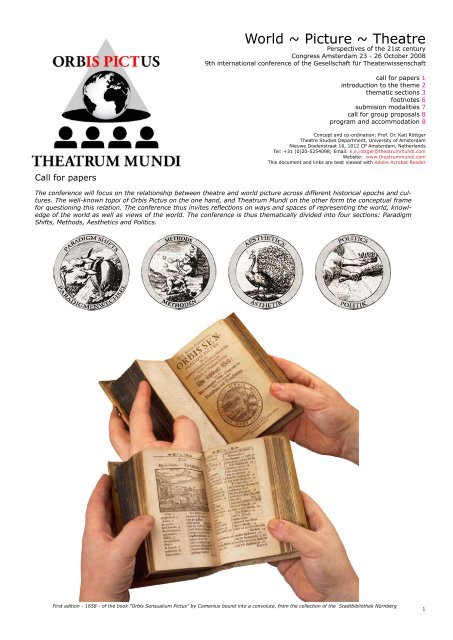 World ~ Picture ~ Theatre - Orbis Pictus ~ Theatrum Mundi