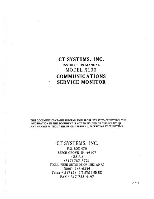 CT Systems Model 3100 Communications Service Monitor