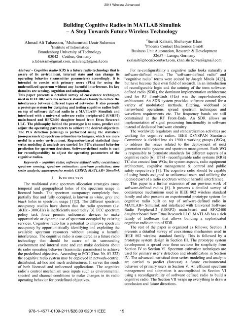 Building Cognitive Radios in MATLAB Simulink - A Step Towards ...