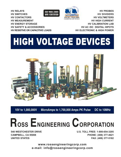 HIGH VOLTAGE DEVICES - Ross Engineering Corporation