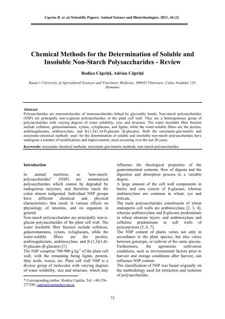 Chemical Methods for the Determination of Soluble and Insoluble ...