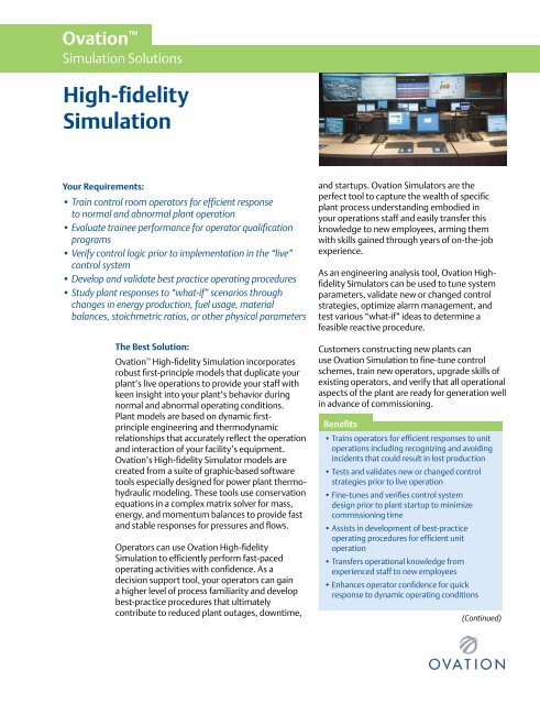 Ovation High-Fidelity Simulation - Emerson Process Management