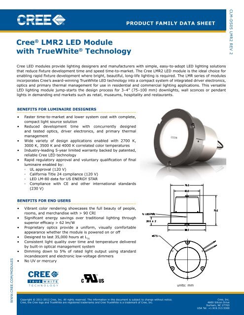 Cree LED Module LMR2 - Cree, Inc.