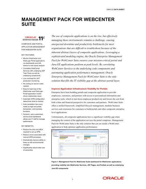 Oracle Enterprise Manager Management Pack for WebCenter Suite