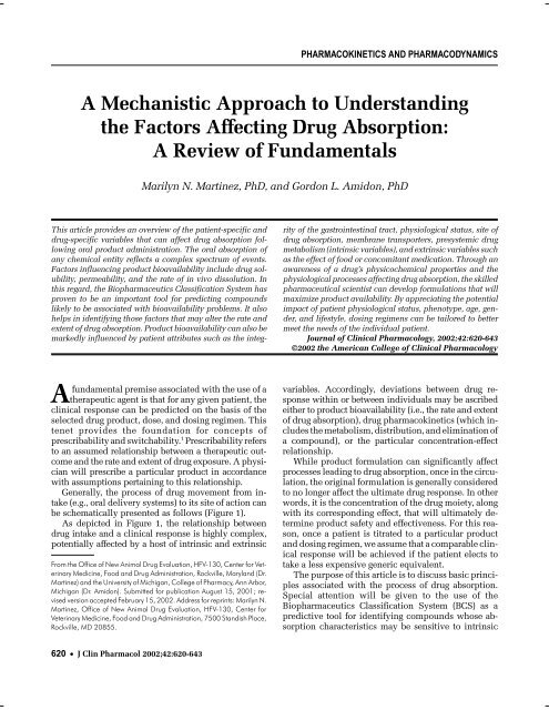 A Mechanistic Approach to Understanding the Factors Affecting ...