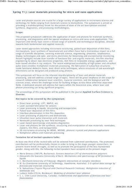 Spring 11 J: Laser materials processing for micro and nano ... - EMRS