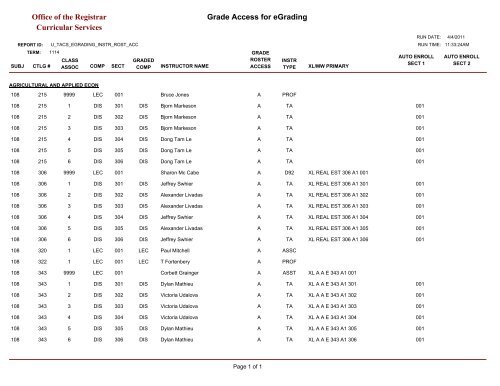 Grade Access for eGrading Office of the Registrar Curricular Services
