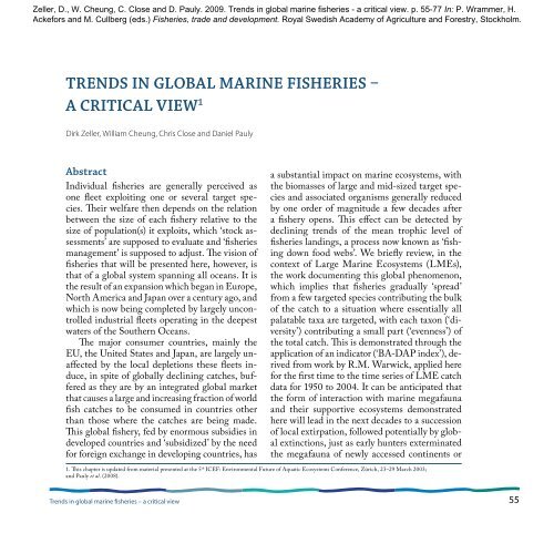 Trends in GlobAl MArine Fisheries - Sea Around Us Project