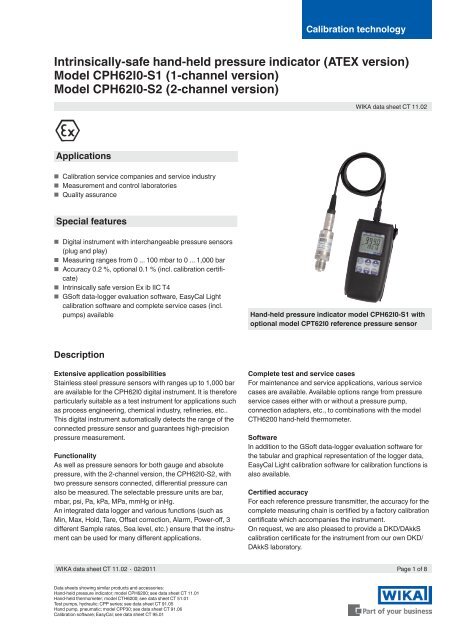 Intrinsically-safe hand-held pressure indicator (ATEX version ... - Wika