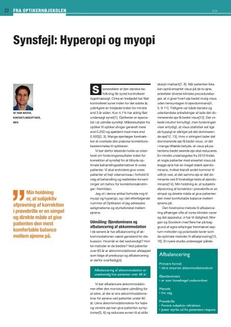 Synsfejl: Hyperopi og myopi - Danmarks Optikerforening