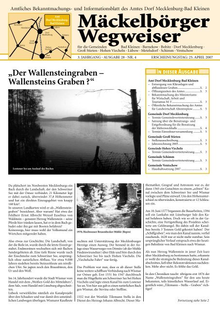 Mäckelbörger Wegweiser - Amt Dorf Mecklenburg-Bad Kleinen