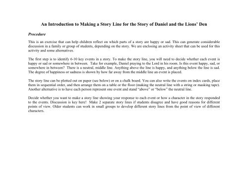 Activity -- Daniel 6 -- Story Line for Daniel in Lions' Den