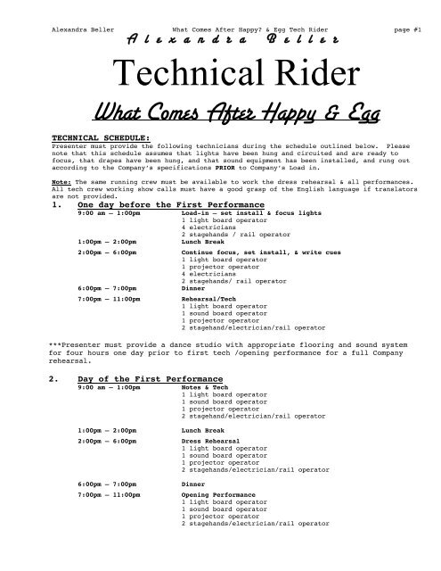Technical Rider - Alexandra Beller/Dances