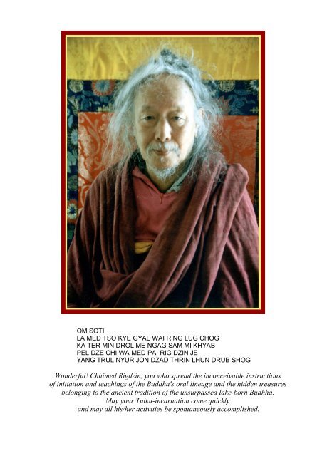 Wonderful! Chhimed Rigdzin, you who spread the ... - Khordong eV