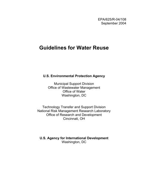 US EPA Guidelines for Water Reuse - Environmental Health at USAID