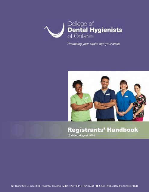 Registrants' Handbook - College Of Dental Hygienists of Ontario