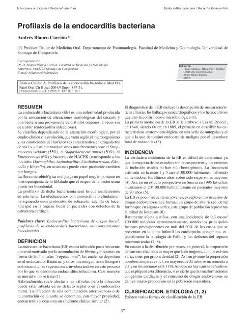 Profilaxis de la endocarditis bacteriana - Medicinaoral.com