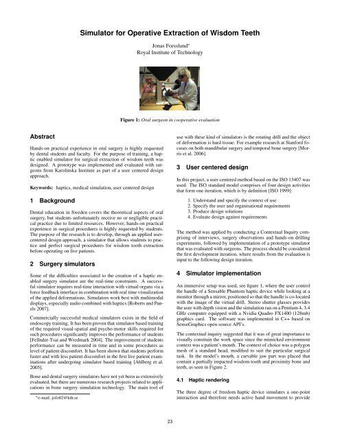 Simulator for Operative Extraction of Wisdom Teeth