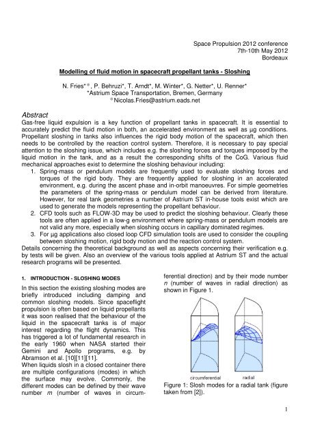Modelling of fluid motion in spacecraft propellant ... - Flow Science, Inc.