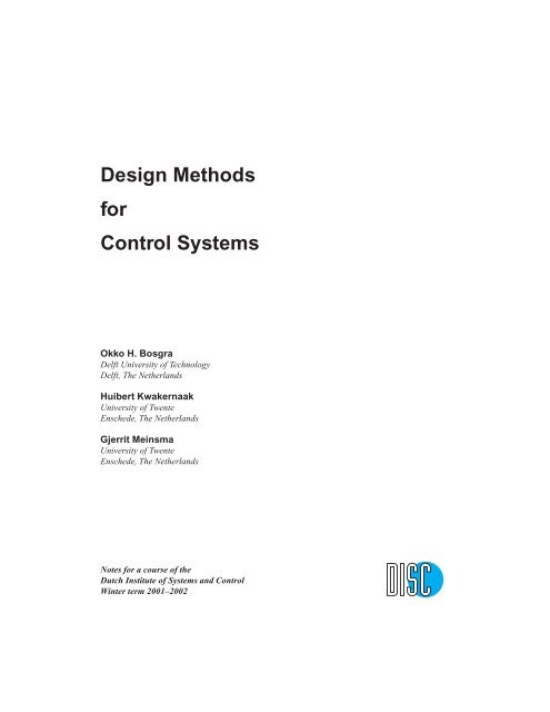 Design Methods for Control Systems