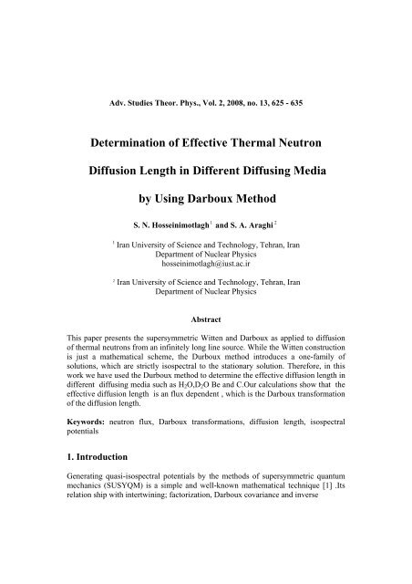 Determination of Effective Thermal Neutron Diffusion Length in ...