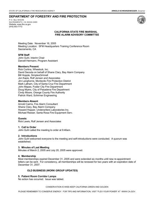 department of forestry and fire protection - Office of the State Fire ...