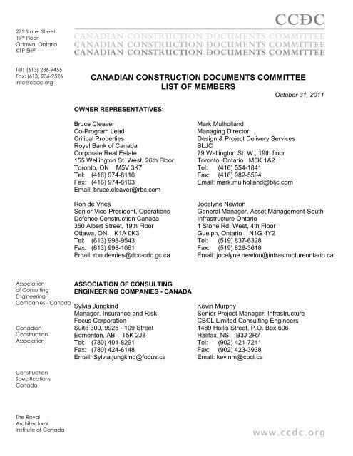 canadian construction documents committee list of members
